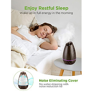 InnoGear Essential Oil Diffusers, 400ml Aromatherapy Diffuser for Essential Oils Cool Mist Humidifier with 4 Timer Adjustable Mist Waterless Auto-Off for Home Office Bedroom, Brown Wood Grain