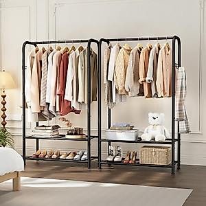 SINGAYE Clothing Racks For Hanging Clothes Rack Portable Closet Garment Coat Rack With Shelves Heavy Duty Hanger Stand Wardrobe Free Standing Closet