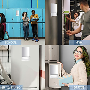 SUWARMN Magnetic Locker Mirror, 6.69" x 5.51" Coat Locker Mirror with Holder Bag, Magnetic Mirror with Organizer for Coat Locker Cabinet Refrigerator Bathroom Office Fridge - White