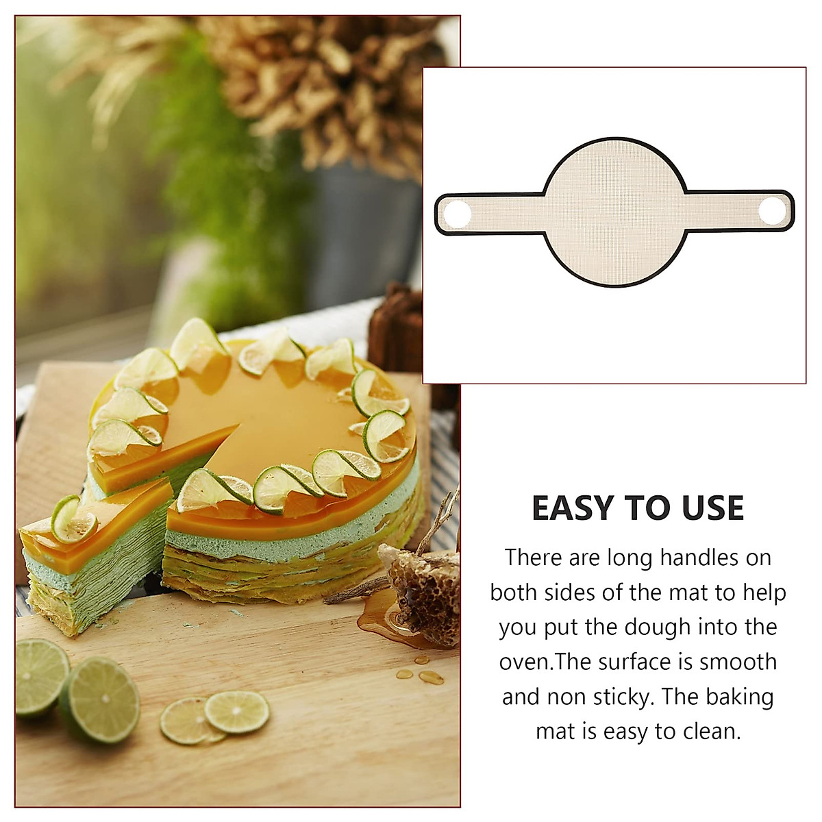 Hemoton Silicone Baking Mat Non Stick: Baking Sheet Reusable Parchment Paper Silicone Bread Sling for Dutch Oven Accessories Brown