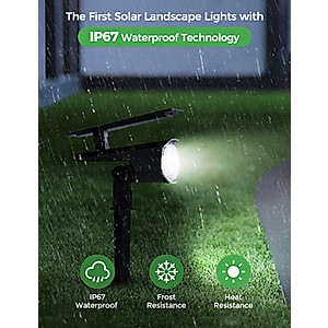 Airmee Solar Outdoor Lights 4 Pack, 30 LED Cold + Warm White Adjustable Spot Lights IP67 Waterproof, 10 Lighting Modes Spotlights Auto On/Off, 2 in 1 Solar Landscape for Yard Garden Driveway Walkway