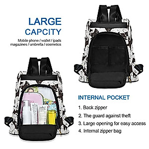 Vintage Bats Print Casual Backpack for Women, Fashion Anti Theft School Travel Backpack Purse 15 inch Full print Aesthetic with Fuzz Ball Key Chain Black