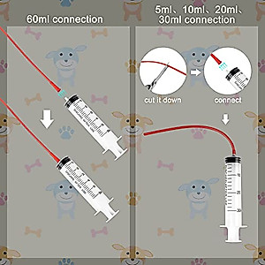 11 Pcs Puppy Kitten Feeding Tube Kit Includes 5 Pcs Kitten Feeding Syringe 5 ML 10 ML 20 ML 30 ML 60 ML 4 Pcs 8 FR Red Feeding Tubes 1Pcs Rubber Suction Device and Air Blowing for Small Animals