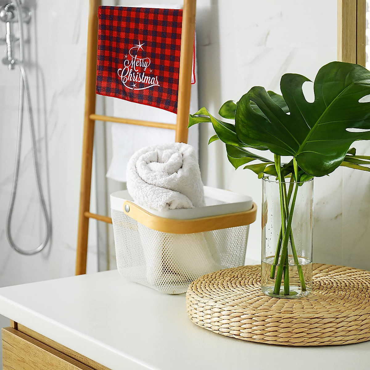 Christmas Dish Towels 4 Pieces 18x 28 Inch Christmas Kitchen Hand Towels Buffalo Plaid Absorbent Soft Christmas Tea Towels Farmhouse Christmas Kitchen Towels Winter Holiday Kitchen Christmas Towels