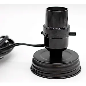 Creative Hobbies DIY Mason Canning Fruit Jar Lamp Making Kit is Pre-Wired and Easy to Use - Black Color Lid & Socket Great for Lamp Conversion