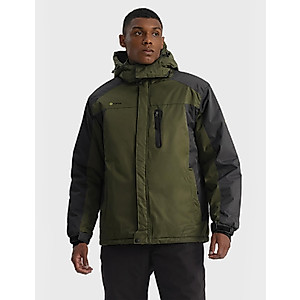 GEMYSE Men's Mountain Waterproof Ski Snow Jacket Winter Windproof Rain Jacket (Army Green,Medium)