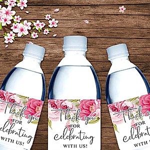 CRAWPROP 36PCS Thank You for Celebrating with US Water Bottle Sticker Labels Wedding Bridal Party Supplies Baby Shower Birthday Party Decorations(Pink)