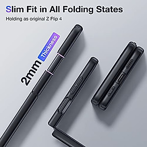 Humixx for Samsung Galaxy Z Flip 4 Case with 2X HD Lens Protector, [Mil-Grade Protection][Anti-Fingerprint] Translucent Matte Hard PC Back with Soft TPU Edge & Airbag Shock- Black