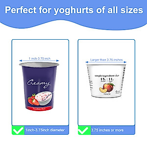 DLUGOPIS 6 Pcs 20 Capacity Fridge Yogurt Organizer Yogurt Fridge Holder Yogurt Storage with Self Adhesive Tapes Yogurt Container for Fridge 3.75 Inch Multiple Sizes Yogurt Refrigerator, white