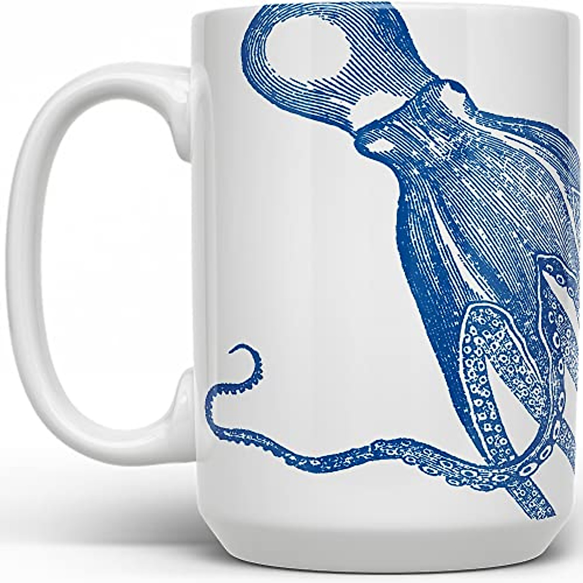 Nautical Sea Life Octopus Kraken Coffee Mug, Unique Fun Cup, Gift for Dad, Boyfriend, Friend, Coworker (15oz)