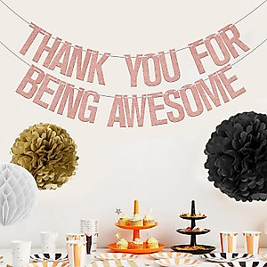 Thank You for Being Awesome Banner, 2024 Graduation Decorations, We Appreciate You, Friendship/Thank You Teacher/Birthday Retirement Farewell Going Away Party Supplies Rose Gold Glitter