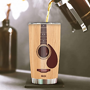 WAZONE Guitarist Nutrition Facts Tumbler With Lid Acoustic Gifts Stainless Steel 20oz Hot Cold Drink Vacuum Insulated Travel Mug Birthday Christmas Gift For Guitar Player Men Women Musician
