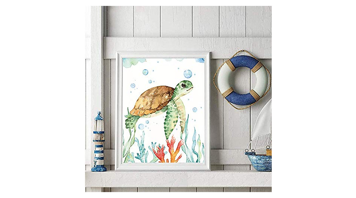 Marine Life Watercolor Art Prints Set - Ocean Theme Decor for Kids ...