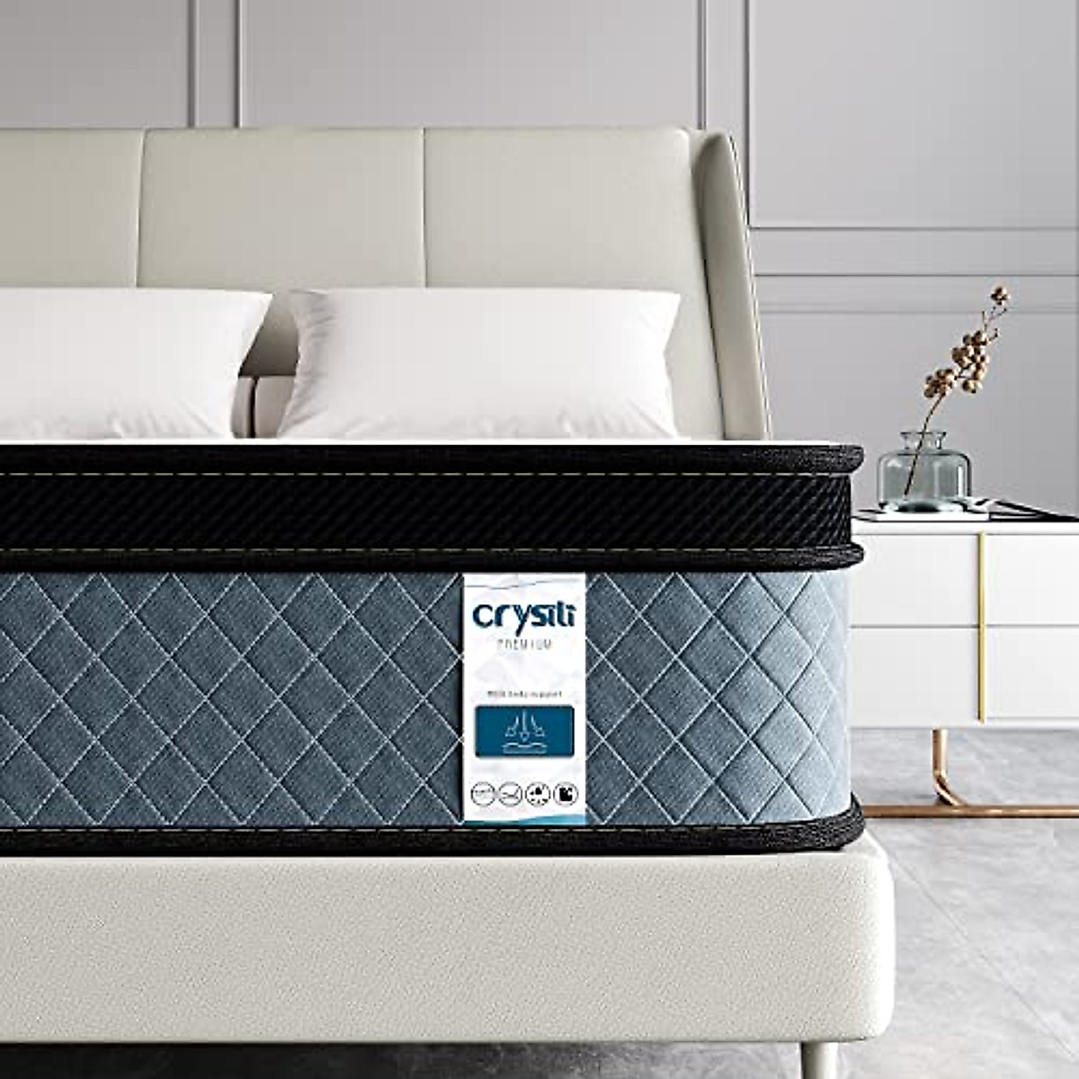 Crystli Queen Mattresses 12 inch Memory Foam Mattress Queen Size Hybrid Mattress Medium Firm Queen Bed Mattress in a Box with CertiPUR-US Foam 100-Night Trial 10 Years Warranty