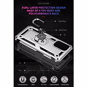 Military Grade Drop Impact for Oneplus Nord N200 5G Case Oneplus Nord N200 Case 360 Metal Rotating Ring Kickstand Holder Armor Heavy Duty Shockproof Case for Oneplus Nord N200 5G Phone Case (Silver)