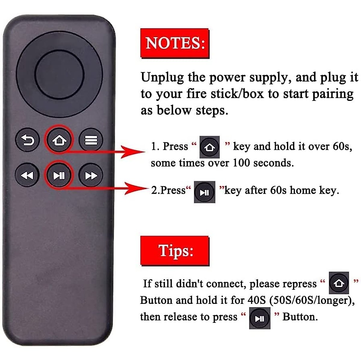 Replacement for Amazon Fire TV Stick Remote Control,Compatible with All Amazon Fire TV Box Remote Control, No Mic Voice Function