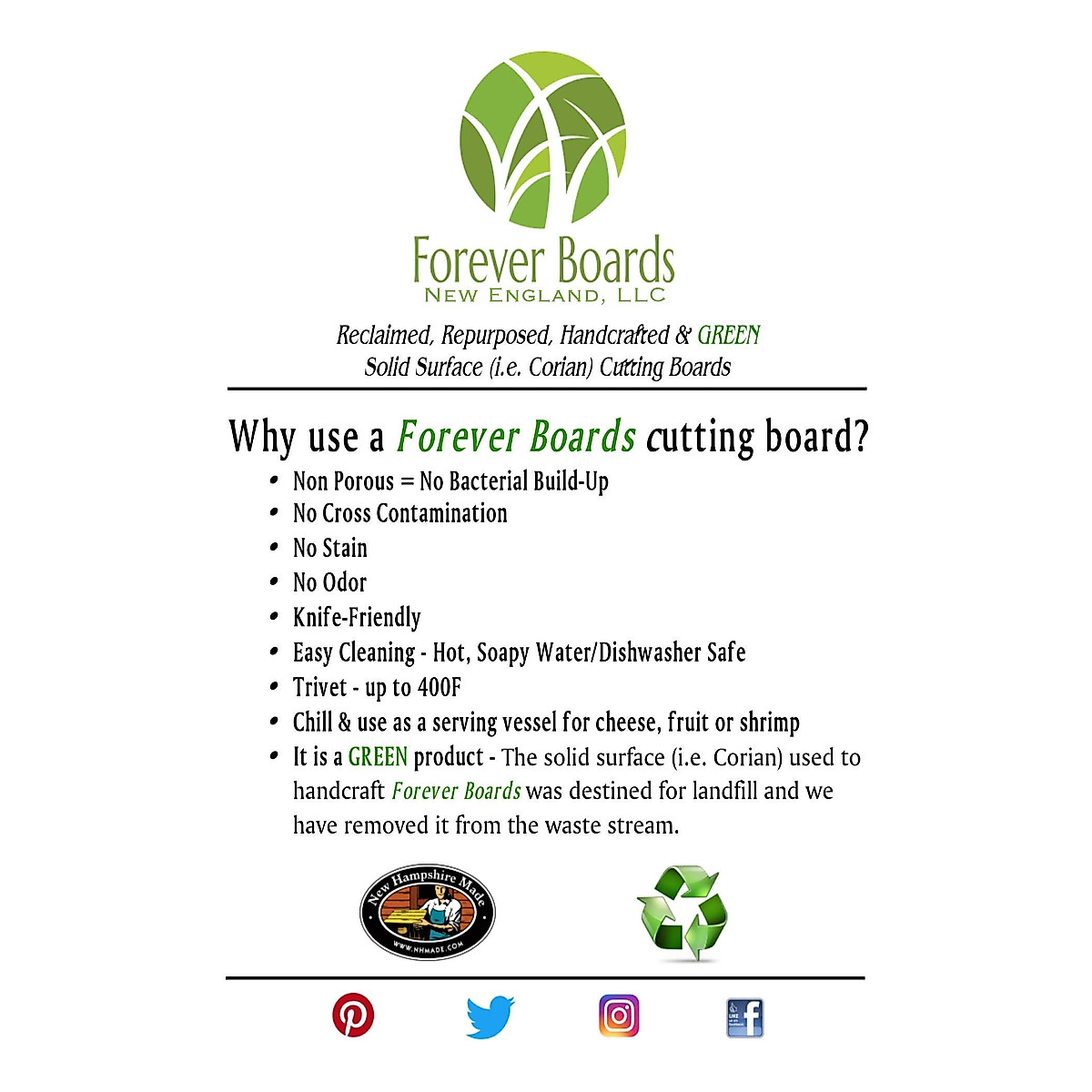 Citrus Reclaimed Solid Surface (I.e. Corian) Cutting Board and Serving Board