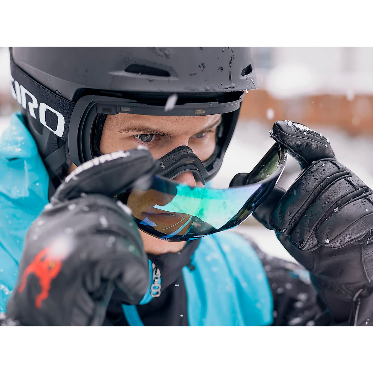 Giro Contact Ski Goggles - Snowboard Goggles for Men & Women - Black Wordmark Strap with Vivid Ember/Vivid Infrared Lenses