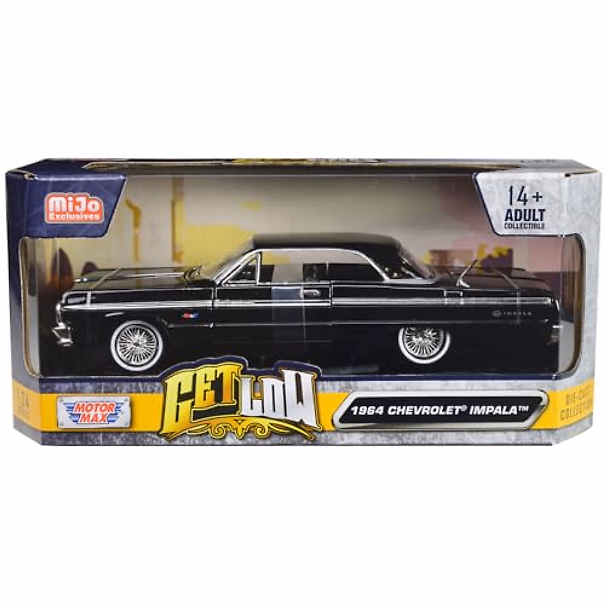 1964 Chevy Impala Lowrider Hard Top Black Get Low Series 1/24 Diecast Car Model by Motormax 79021bk-bk