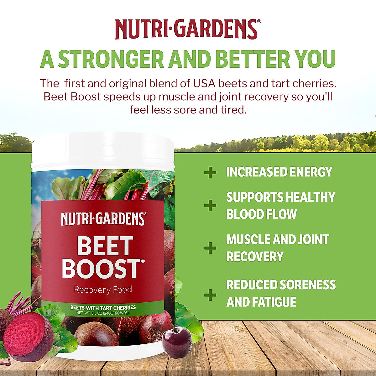 Beet Boost Nutri Gardens Nitric Oxide Powder - Concentrated Beetroot Supplement for Energy, & Healthy Joints - High Blood Pressure Support (20 Servings)