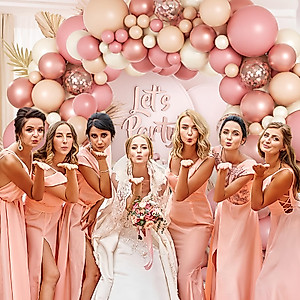 Anjerlfu 150pcs Blush Pink Balloon Arch Garland Kit, Dusty Pink Nude Ivory White Rose Gold Balloons for Boho Baby Shower Wedding Bachelorette Bridal Shower Birthday Party Decorations