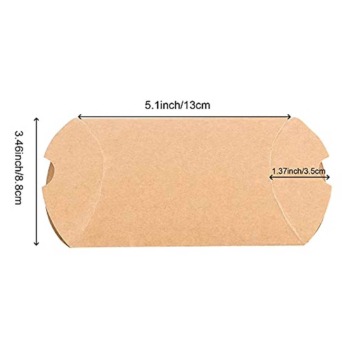 SEUNMUK 150 Pack 5 x 3.5 Inches Large Pillow Boxes, Kraft Pillow Box with Jute Twines, Brown Pillow Candy Box Pillow Box Party Wedding Favor for Anniversary, Birthday, Halloween