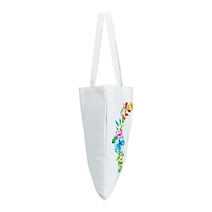 Okuna Outpost Set of 2 Reusable Monogram Letter F Personalized Canvas Tote Bags for Women, Floral Design (29 Inches)