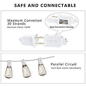 DAMAING Outdoor String Lights 50FT Waterproof,LED Patio Lights Dimmable with 27 Bright Shatterproof Retro Bulbs,Vintage Edison String Hanging Lights for Outside Bistro,Backyard,Balcony,White Cable