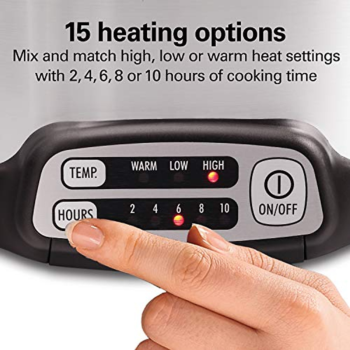 Hamilton Beach 33663 Programmable Slow Cooker Stovetop-Safe Sear & Cook Crock, Travel Lid Lock for Portable Transport, 6 Quart, Silver