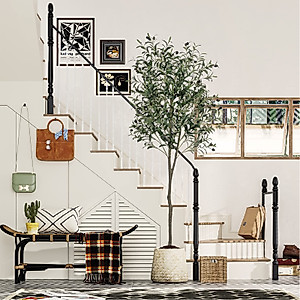 VIAGDO Artificial Olive Tree 6ft Tall Fake Potted Olive Silk Tree with Planter Large Faux Olive Branches and Fruits Artificial Tree for Home Office Living Room Decor Indoor, 1176 Leaves