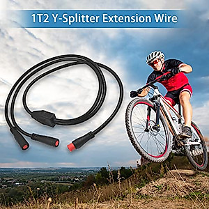 baluoqi 1T2 Y-Splitter Extension Wire with Julet Type 2pin Connector for Bike Headlight Cable in eBike Conversion Kits (2pin, 7" in Length)