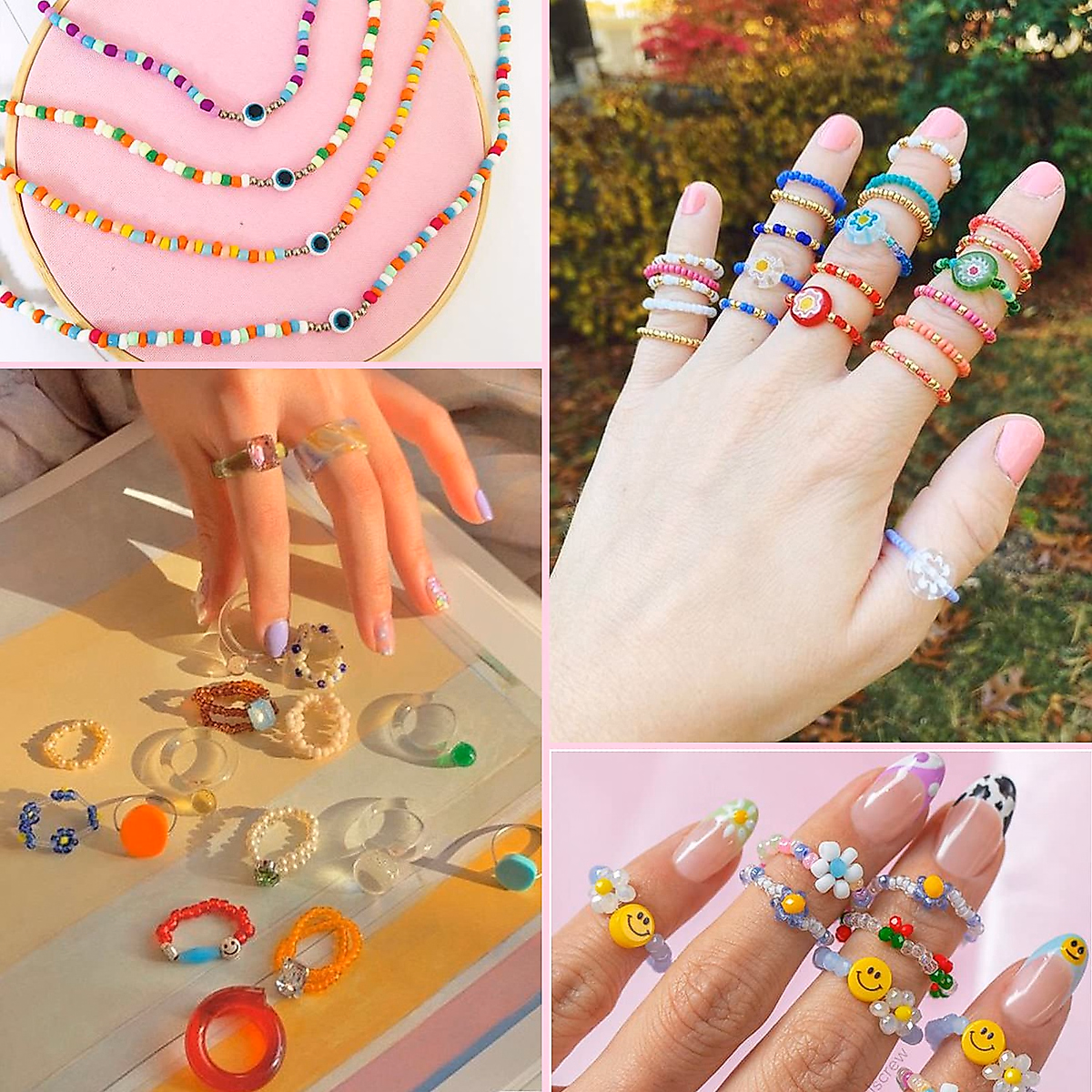 Yholin Glass Seed Beads Started Kit, 12000pcs 2mm 12/0 Small Craft Beads with Beading Needle,Tweezers and Elastic String for DIY Bracelet Necklace Jewelry Making Supplies