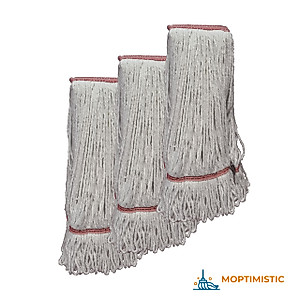 Moptimistic 32oz Looped Yarn Floor Mop Head | Pack of 3 | Natural White Color Mop Head Replacement | Durable & Economical | for Home, Industrial and Commercial Use