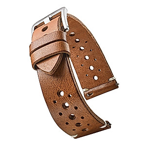 ALPINE Genuine Vintage Leather 22mm Watch Band - Replacement Watch Bands for Women & Men - Watch Strap with Quick Release Stainless Steel buckle - Compatible with Regular & Smart Watch Bands - Tan