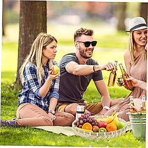 Alipis 3Pcs bamboo three piece set Bread Basket Tray wicker food shallow plate fruit rattan basket wicker basket tray fruit display basket Rattan Bread Basket wicker tray dining table egg