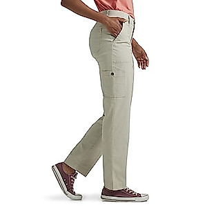 Lee Women's Ultra Lux Comfort with Flex-to-Go Utility Pant, Salina Stone, 14 Long