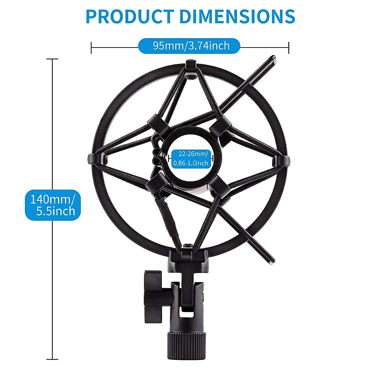LYRCRO Microphone Shock Mount Holder Clip Mic Anti-Vibration for 22mm-26mm Diameter Dynamic Mic Like Shure SM58 58S SM57 PAG48 Sennheiser E835 E845 AKG D5S Samson Q7 Q8 Behringer Xm8500