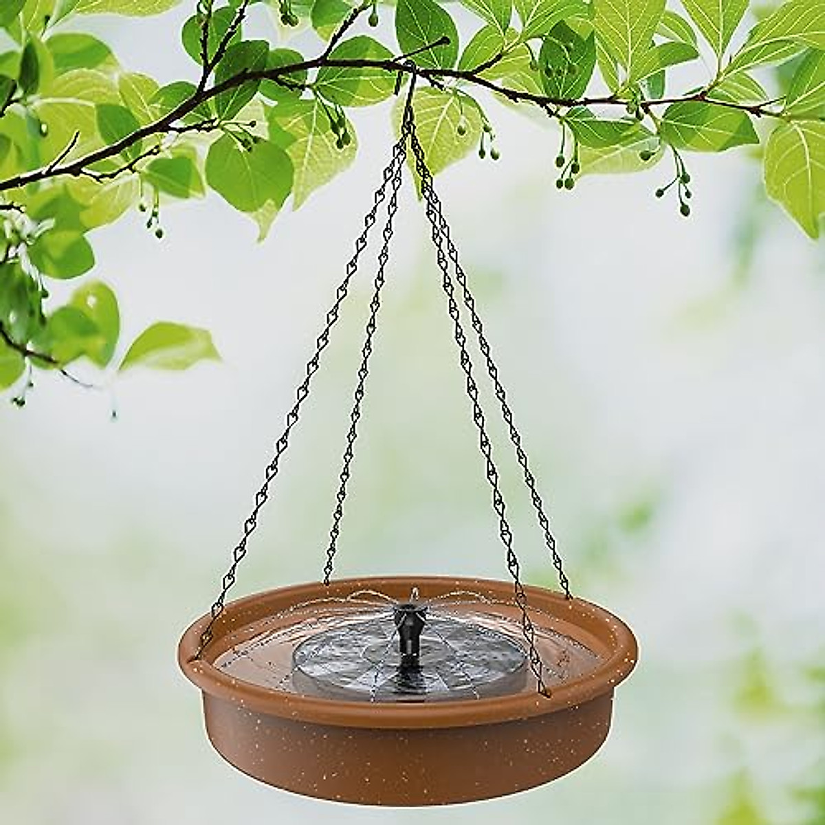 AISITIN Hanging Bird Bath with Solar Fountain Pump, 12" Multi-Functional Basin for Bird Bath, Feeder and Drinking, Solar Powered Water Fountain Pump for Bird Bath