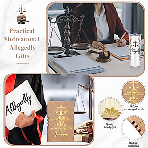 Domensi 6 Pcs Funny Allegedly Lawyer Gifts Judge Gift Lawyer Appreciation Day Gift 20 oz Marble Sign Tumbler Makeup Bag Notepad Ballpoints for Law Paralegal School College Teacher(White)