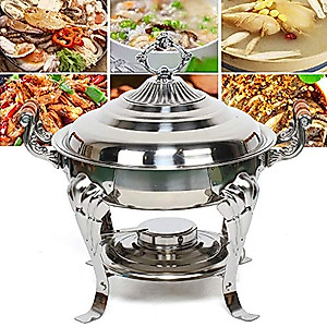 Shabu-Shabu Chafing Dish Stainless Steel Round Hot Pot Food Warmers Food Trays for Party Buffet Soup Pot Cookware with Alcohol Stove