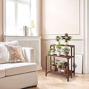 Mkono Wood Plant Stand 3 Tier Plant Shelf Indoor Outdoor Flower Pot Display Shelf Rack Garden Potting Bench Multiple Ladder Stand Planter Holder for Home Patio Lawn Living Room Corner Balcony