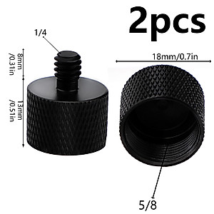 SAVITA D04065 Mic Stand Adapters, 2pcs Aluminum Alloy 1/4 to 5/8 Thread, for Camera Monitor Microphone Stand, Black