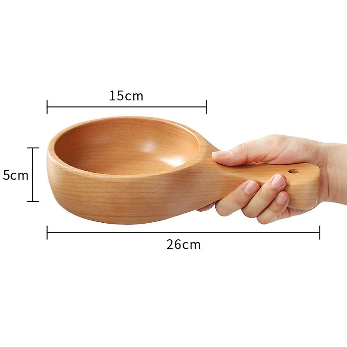Beilay Handle bowl 26x15x5cm Wooden Bowl Bamboo Bowls Versatile Usage Great For Salad Soup Cereal Fruits Nuts Food Side Dishes - Decorative Modern Serving Bowls