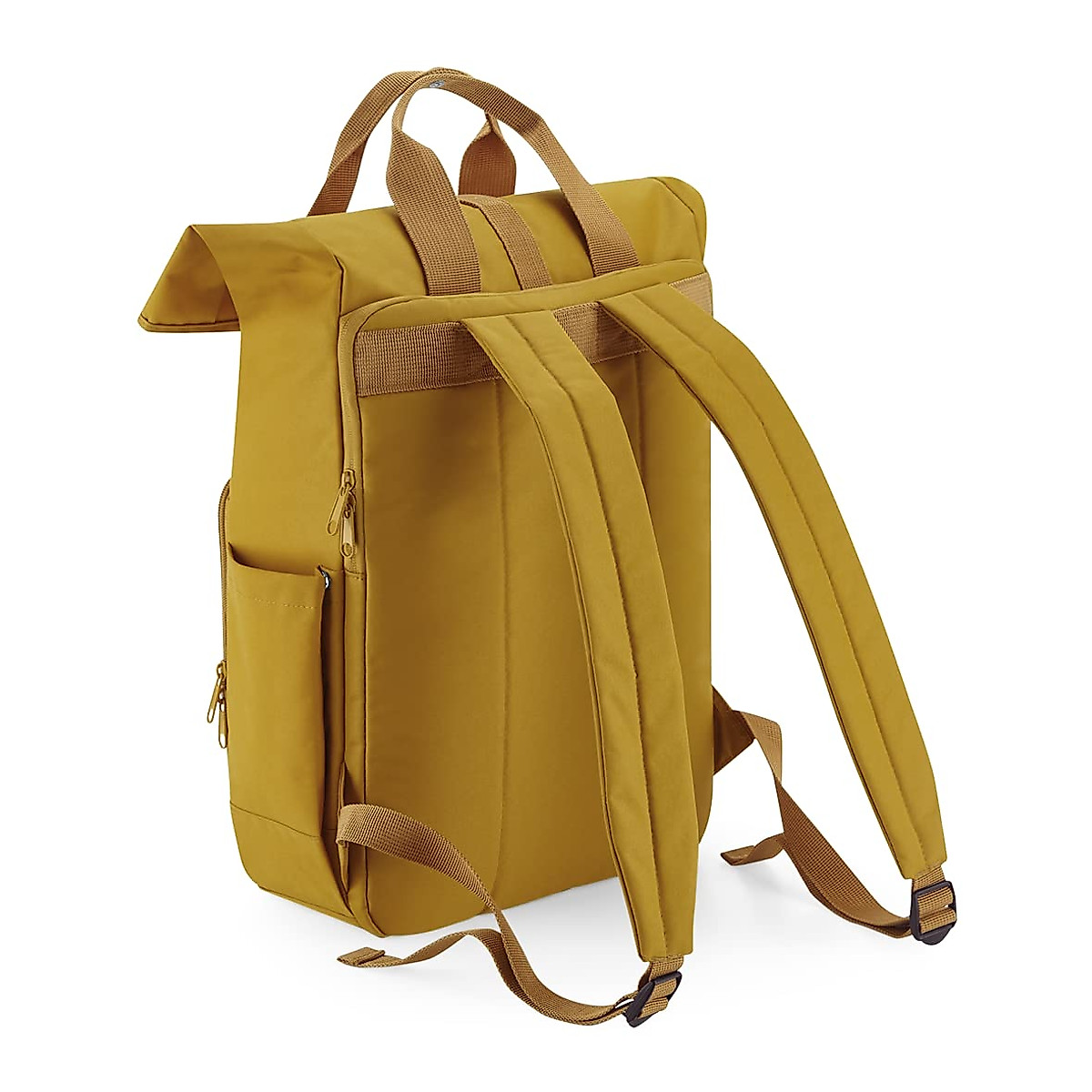BagBase BG118L Recycled Twin Handle Roll-Top Laptop Backpack, Mustard, One Size