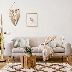 decorUhome Decorative Boho Throw Pillow Covers 12x20, Lumbar Accent Neutral Tufted Pillow Covers for Couch Bed Sofa, Textured Striped Woven Pillow Covers, Beige and Cream White, Pack of 1