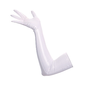 Ftshist Long Sexy Shiny Latex Elbow Length Gloves Patent Leather Long Arm Gloves for Women (White, 24'' M)