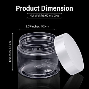 Patelai 4 Pieces Round Clear Wide-mouth Leak Proof Plastic Container Jars with Lids for Travel Storage Makeup Beauty Products Face Creams Oils Salves Ointments DIY Making or Others (White,2 Ounce)
