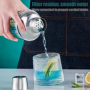 4 Pcs Glass Cocktail Shaker, 14 oz Martini Glass Shaker Cup, with Measuring Jigger Mixing Spoon Muddler,for Kitchens, Bars, Coffee Shops, Hotels, Clubs, Can Make Cocktails, juices ETE.