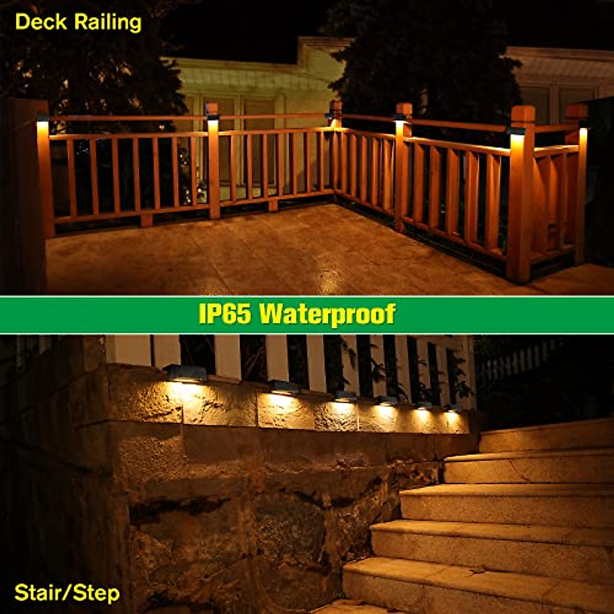 JOFIOS Solar Deck Lights Outdoor, 7 Colors Solar Step Lights LED Waterproof Solar Pool Side Lights Fence Lights Stair Light for Railing, Deck, Patio,Yard (6 Pack)