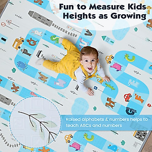 MEM Baby Play Mat 79" x 71", Foldable Baby Play Mats for Floor, Reversible Waterproof Foam Playmat for Babies and Toddlers, Extra Large Non-Slip Baby Crawling Mat with Travel Bag